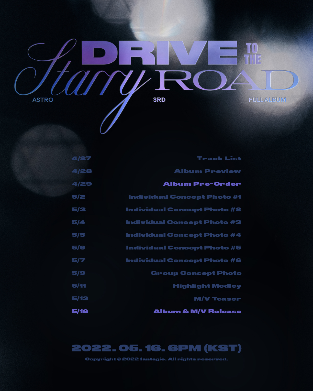 The scheduler for ASTRO’s 3rd ALBUM “Drive to the Starry Road” has been ...